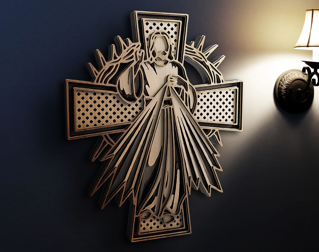 3D Wooden Embossed Divine Mercy Wall Art, Holy Home Decor, 6 Layered ...