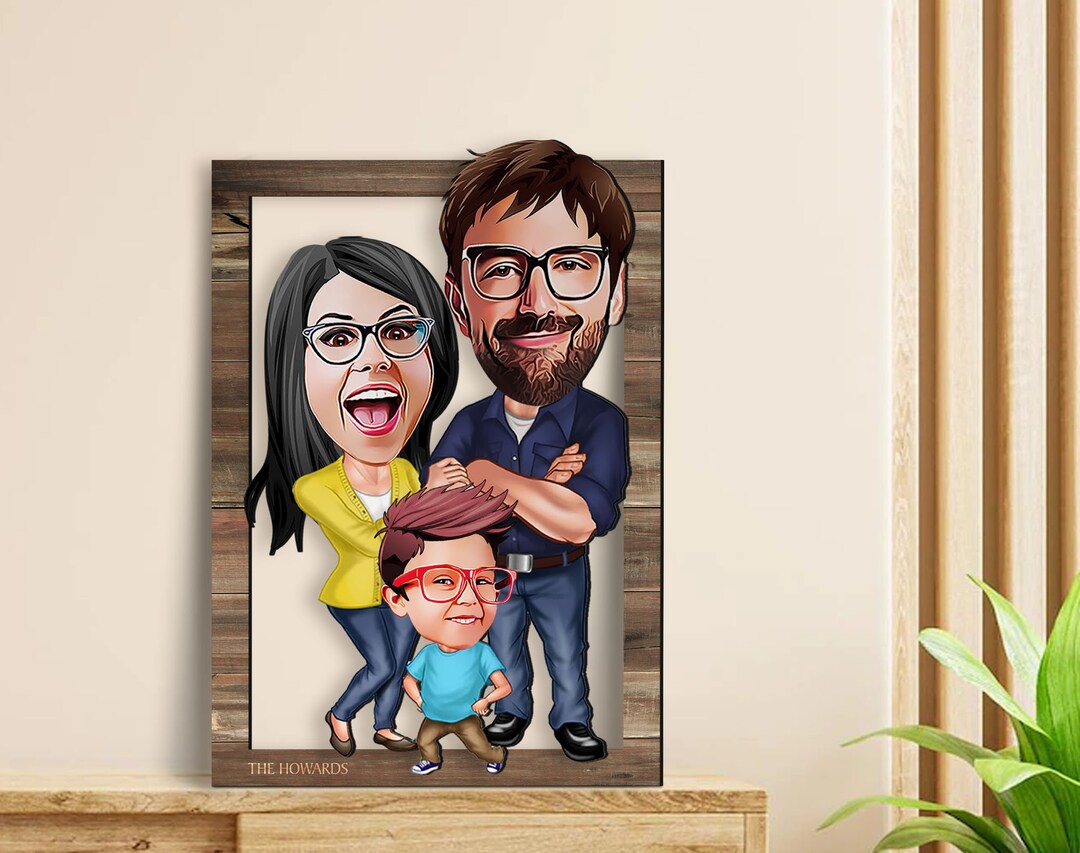 Personalized 3D Wooden Cartooned Family Wall Art, Custom Cartoon ...