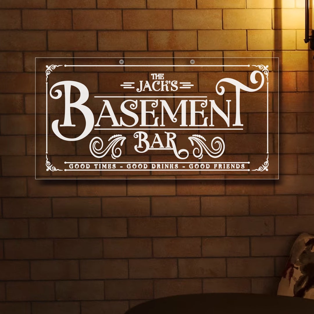 Personalized Clear Acrylic Bar Sign, Custom Bar Sign, Beer Pub, Man ...