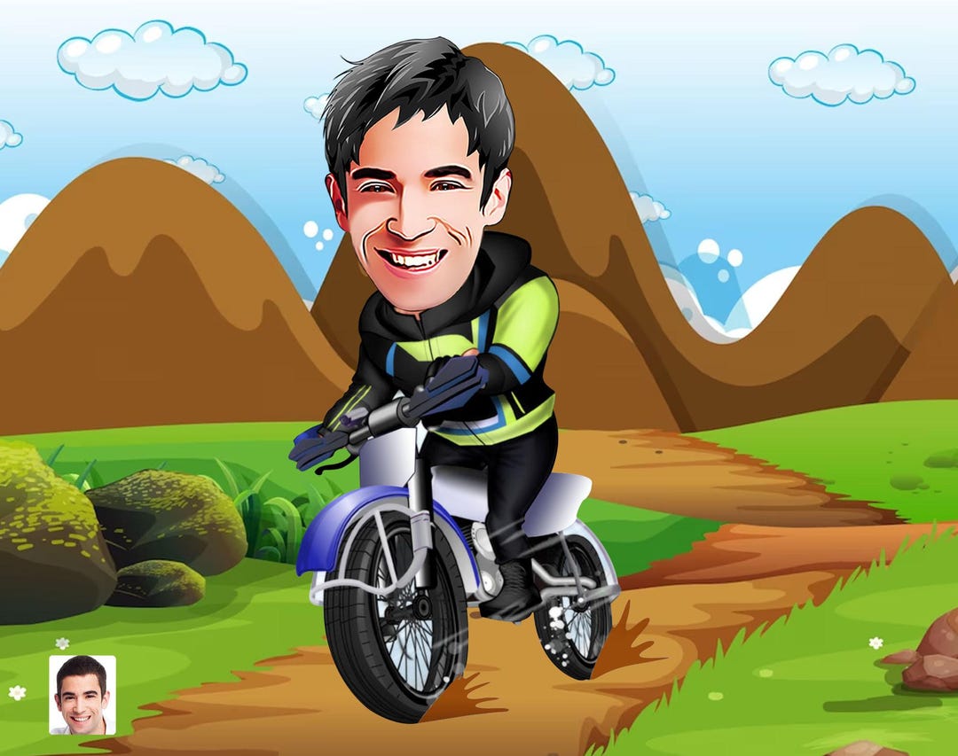 Personalized Motorcycle Caricature Drawing, Cartoon From Photo, Custom ...