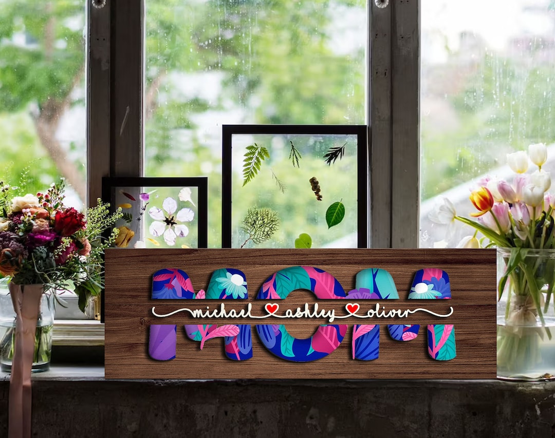 Personalized Embossed Wood Mom Sign, Gift for Mom, Custom Gift for Mom ...