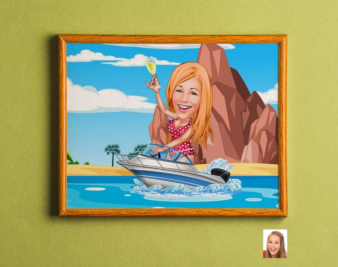 Personalized Cartoon Summer Holiday Drawing, Custom Cartoon Drawing ...