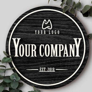 Personalized Wooden Logo Sign, Wooden Round Sign, Custom Wood Office ...