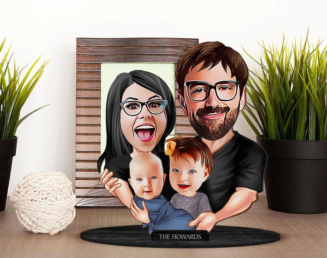 Personalized 3D Wooden Cartooned Family Figurine Trinket, Custom ...