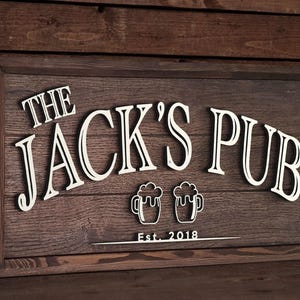 Personalized Handmade Oak Tree Bar Sign, Custom Wood Bar Sign, Bar and ...