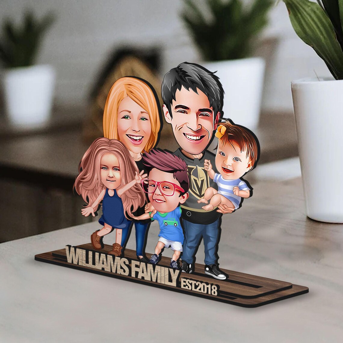 Personalized 3D Wooden Cartooned Family Figurine Trinket, Custom ...