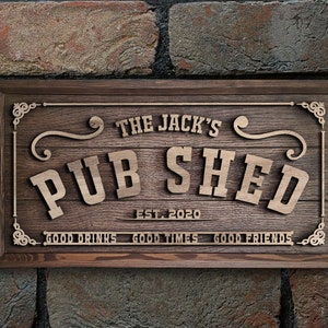 Personalized Handmade Oak Tree Bar Sign Custom Wood Bar Sign - Etsy