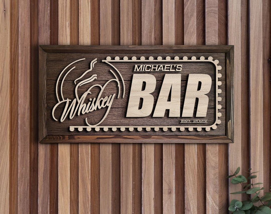 Personalized Handmade Oak Tree Bar Sign Custom Wood Bar Sign - Etsy