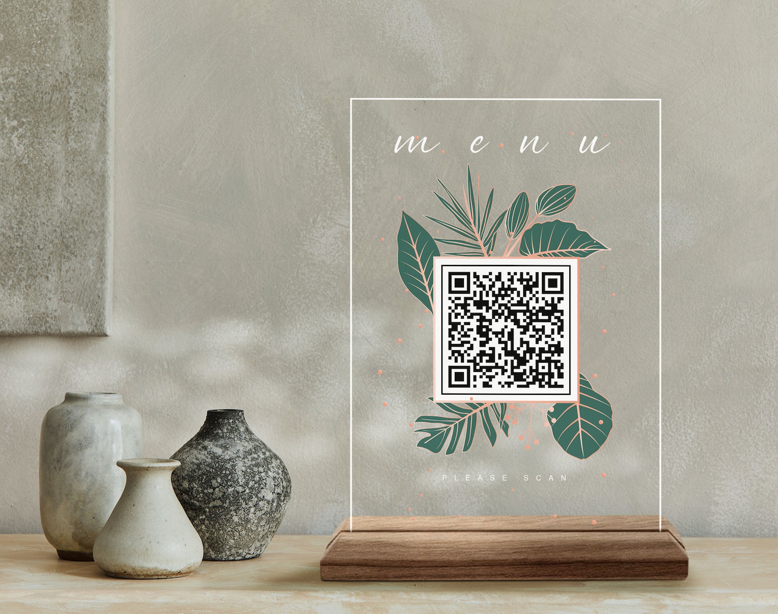 Custom Made QR Code Menu Sign, Custom Natural Wood and Acrylic ...