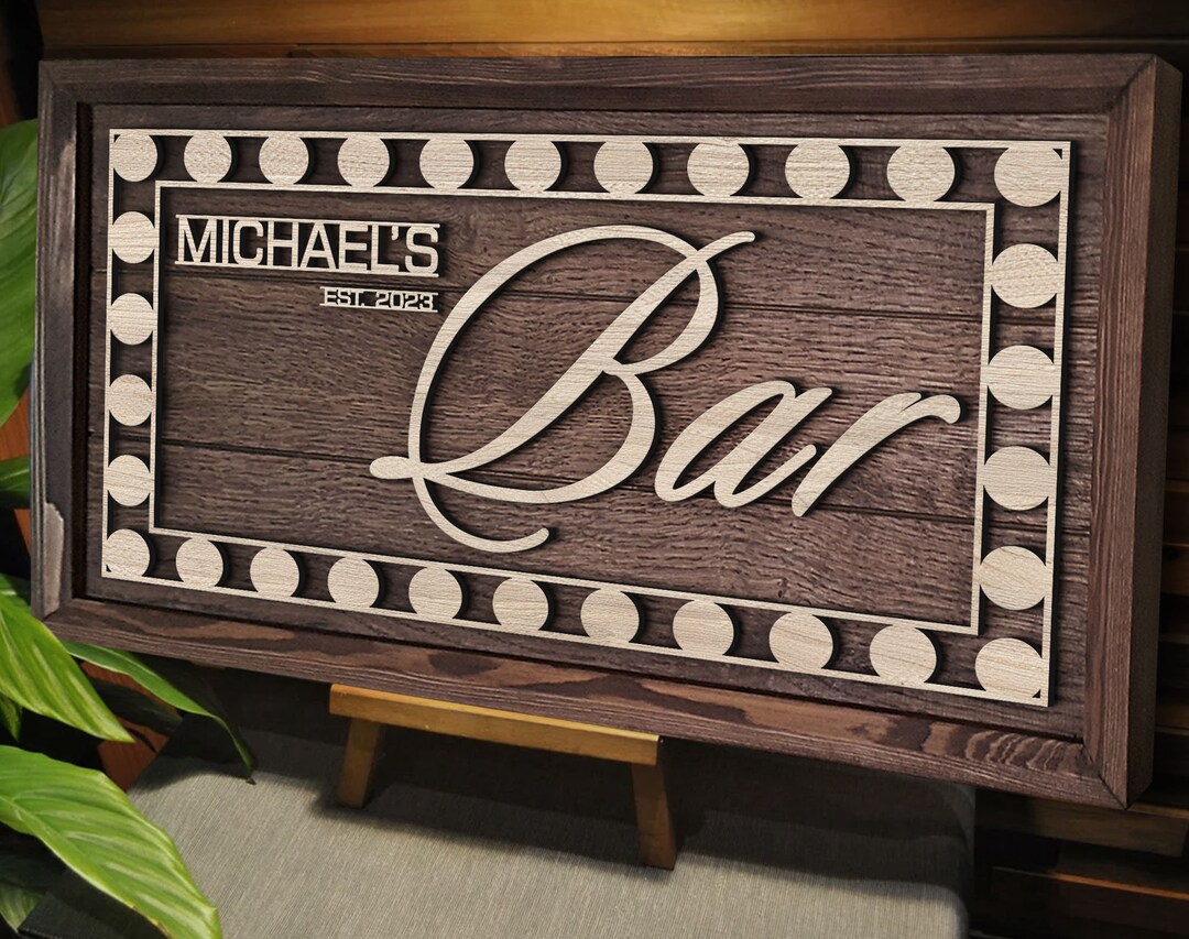 Personalized Handmade Oak Tree Bar Sign, Custom Wood Bar Sign, Bar and ...