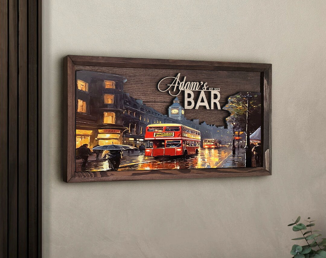 Personalized Handmade Oak Tree Bar Sign Custom Wood Bar Sign - Etsy