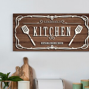 Personalized Name Wood Kitchen Sign Gift, Custom Wood Sign, Home Decor ...