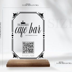 Custom Made QR Code Menu Sign, Custom Natural Wood and Acrylic Bar and ...