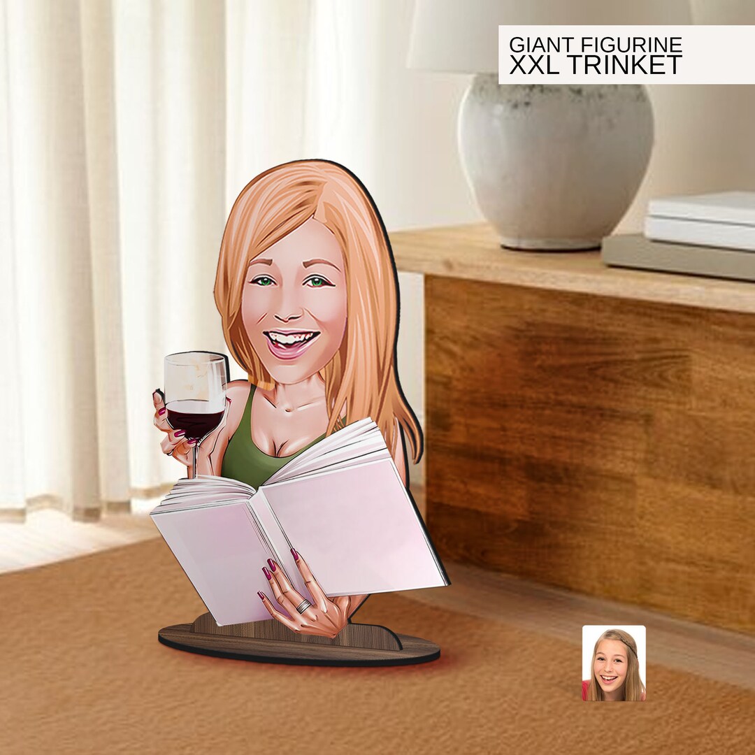 Personalized 3D Wooden Cartoon Portrait Oversized Figurine Trinket ...