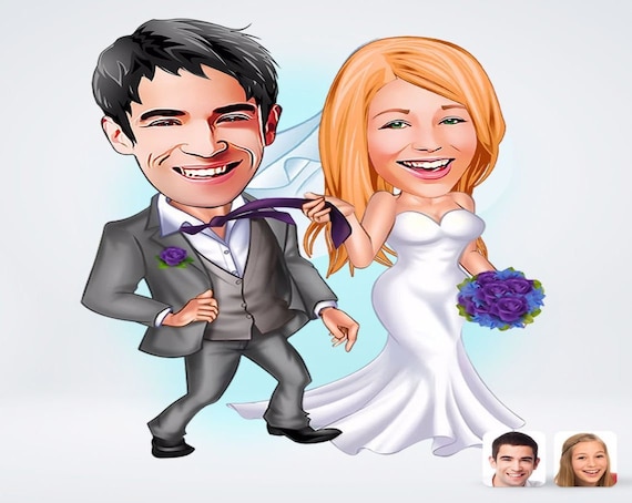 Personalized Get Married Drawing / Wedding Cartoon Drawing / | Etsy