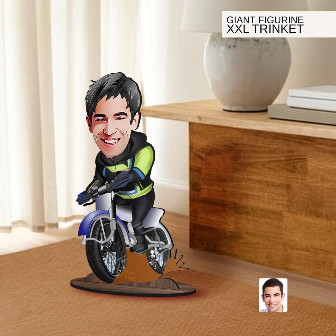 Personalized 3D Wooden Cartoon Motorcycle Oversized Figurine Trinket ...