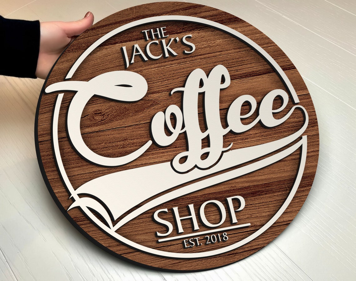 Personalized Coffee Bar Coffee Shop Sign Round Wooden Sign - Etsy