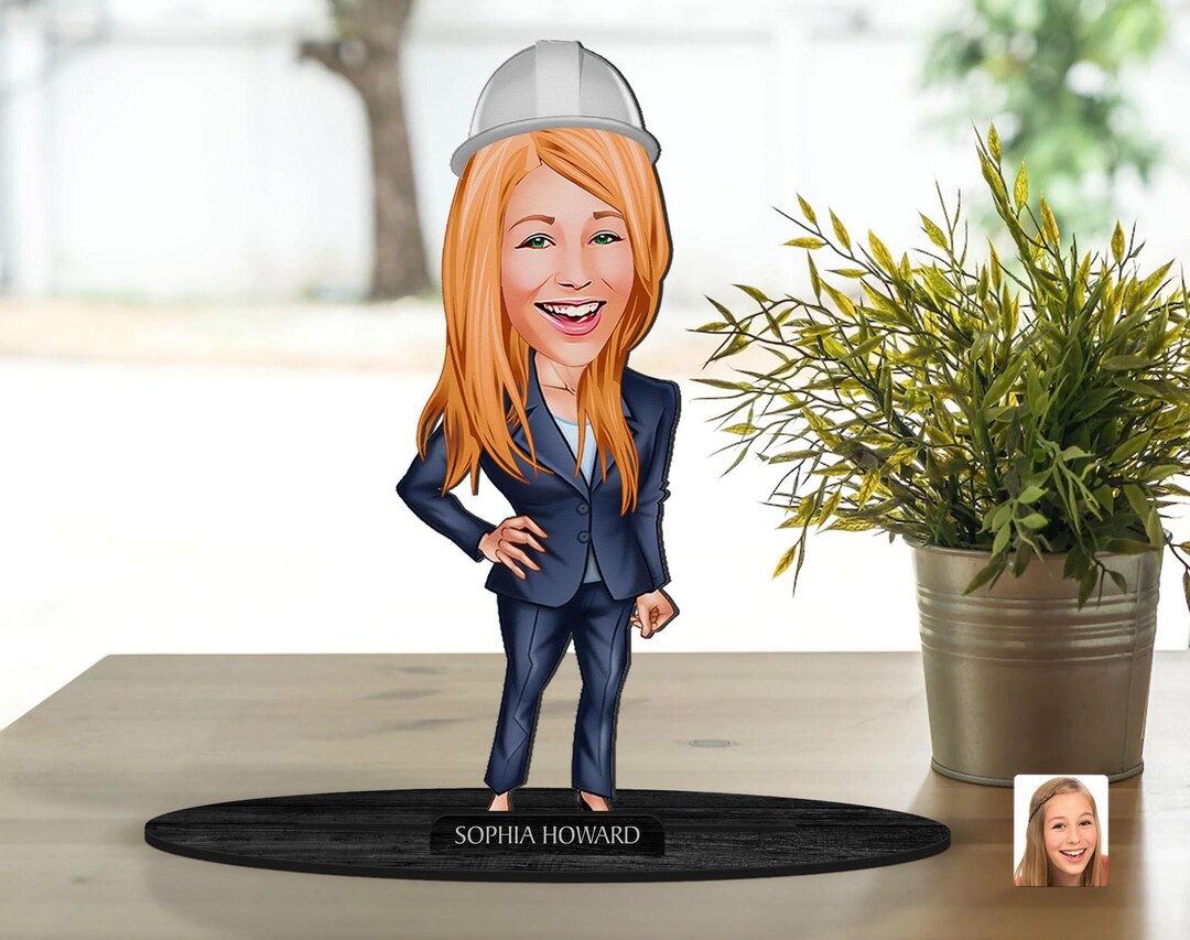 Personalized 3D Wooden Cartooned Engineer Figurine Trinket, Custom ...