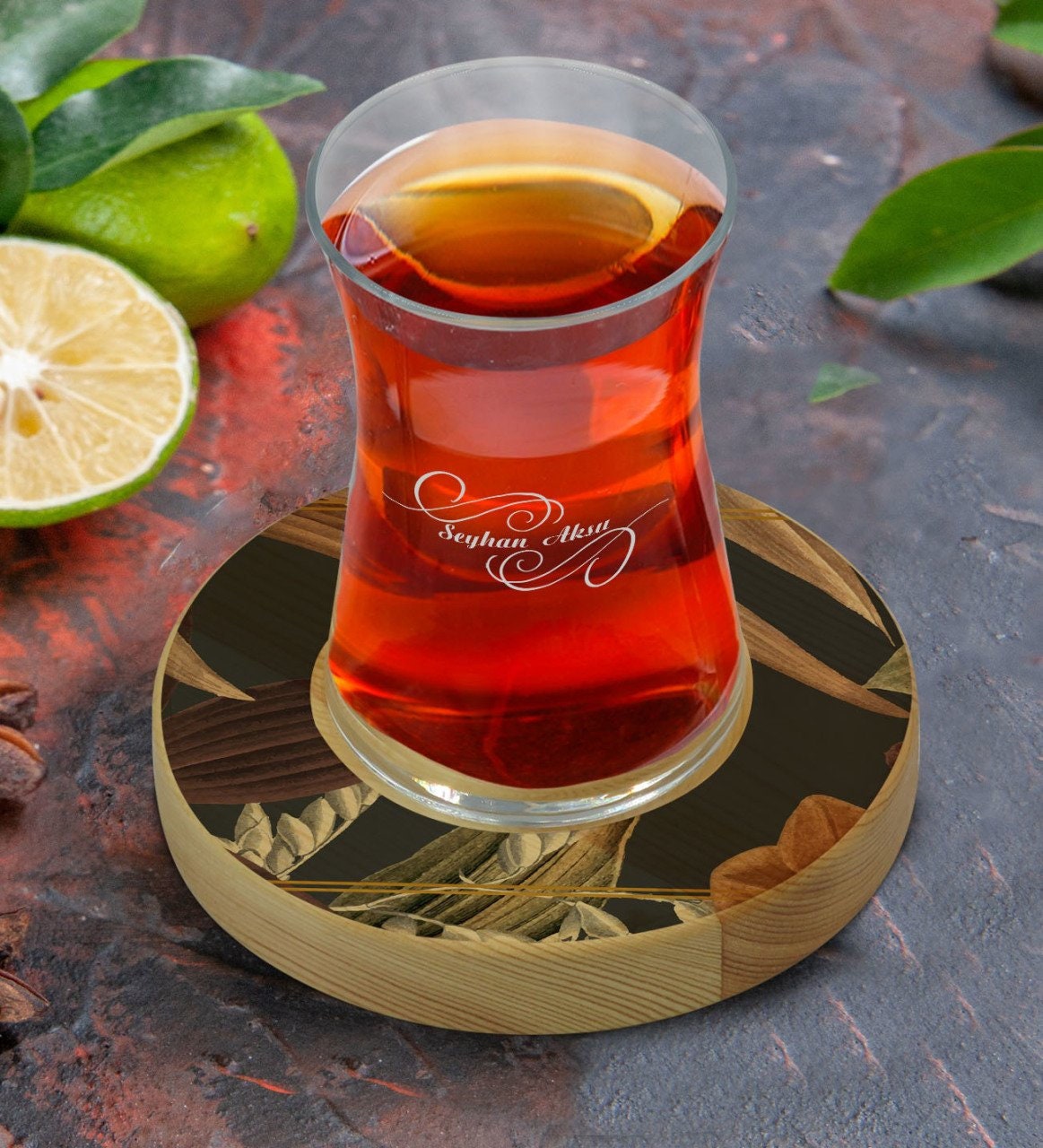 Personalized Turkish Arabian Tea Set With Special Wooden | Etsy