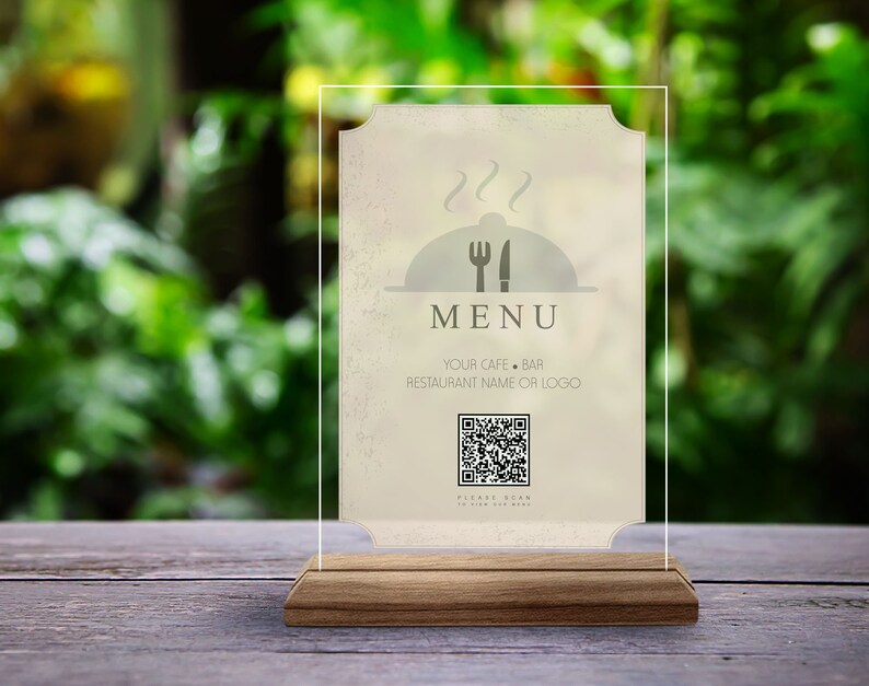 Custom Made QR Code Menu Sign Custom Natural Wood and Acrylic - Etsy
