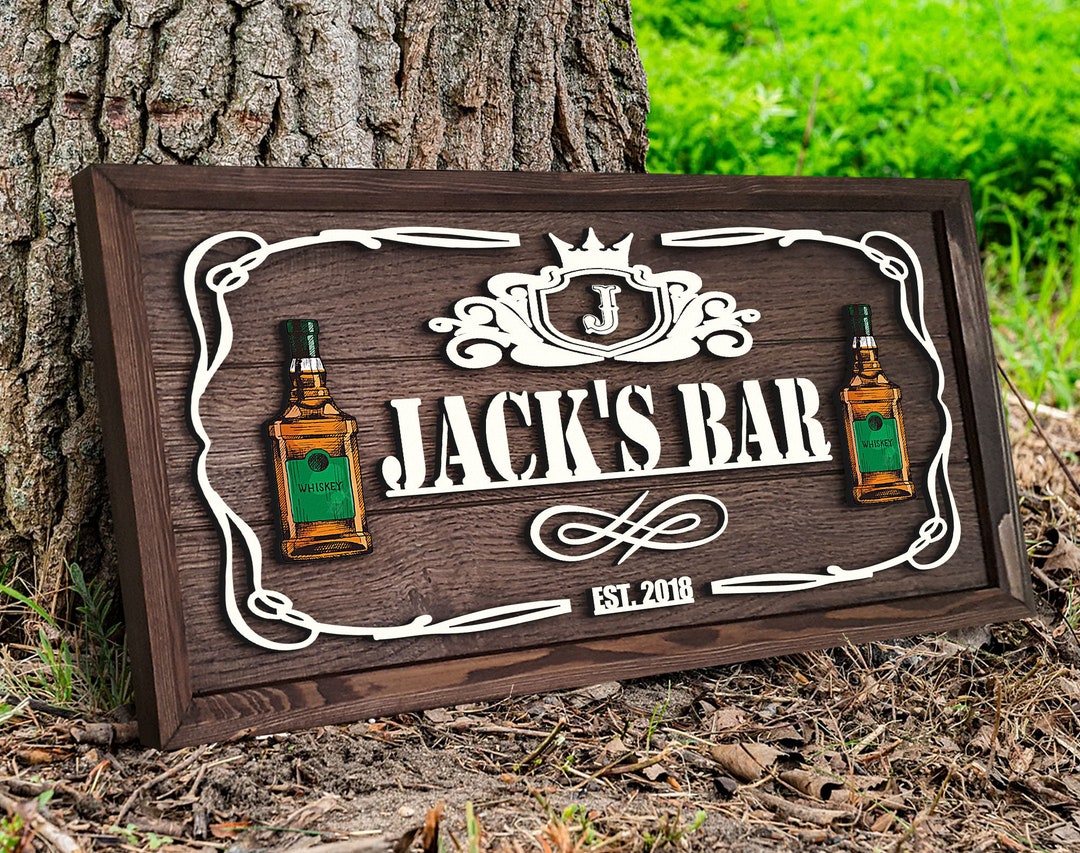 Personalized Handmade Oak Tree Bar Sign Custom Wood Bar Sign - Etsy
