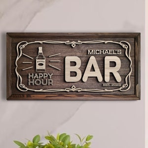 Personalized Handmade Oak Tree Bar Sign Custom Wood Bar Sign - Etsy