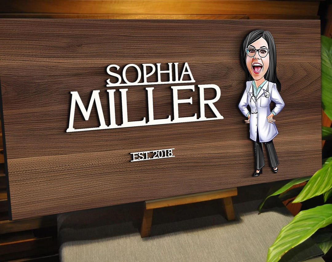 Personalized 3D Wooden Named Cartoon Doctor Sign, Custom Wood ...