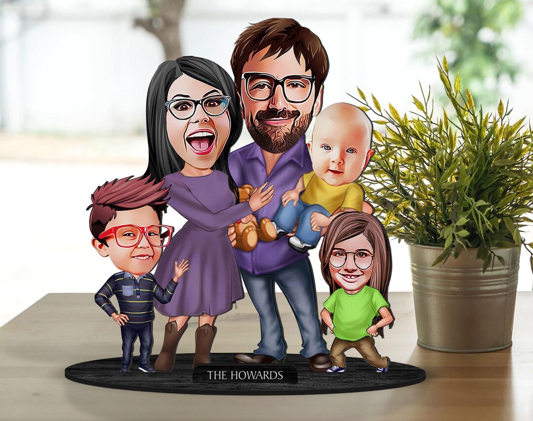 Personalized 3D Wooden Cartooned Family Figurine Trinket, Custom ...