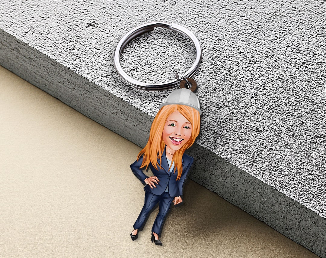 Keychain With Personalized Engineer Caricature, Gift for Her, Custom ...