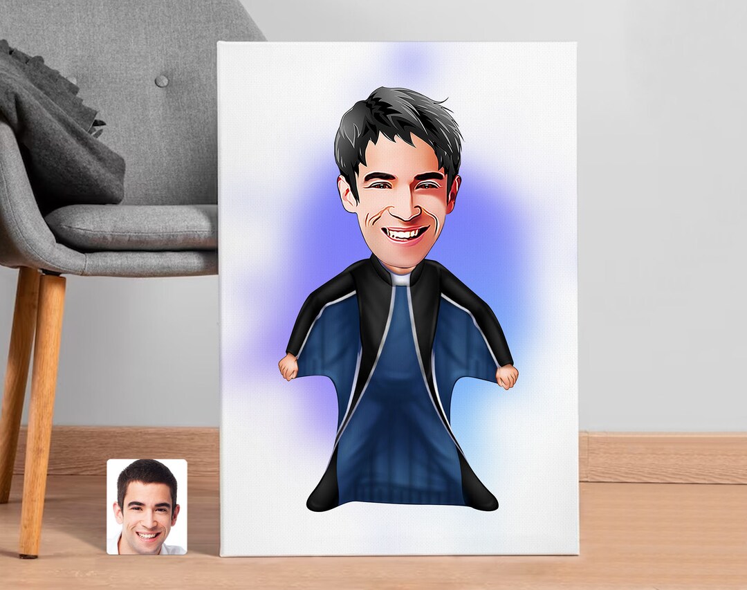 Personalized Cartoon Extreme Sport Canvas Wall Art, Christmas Gift ...