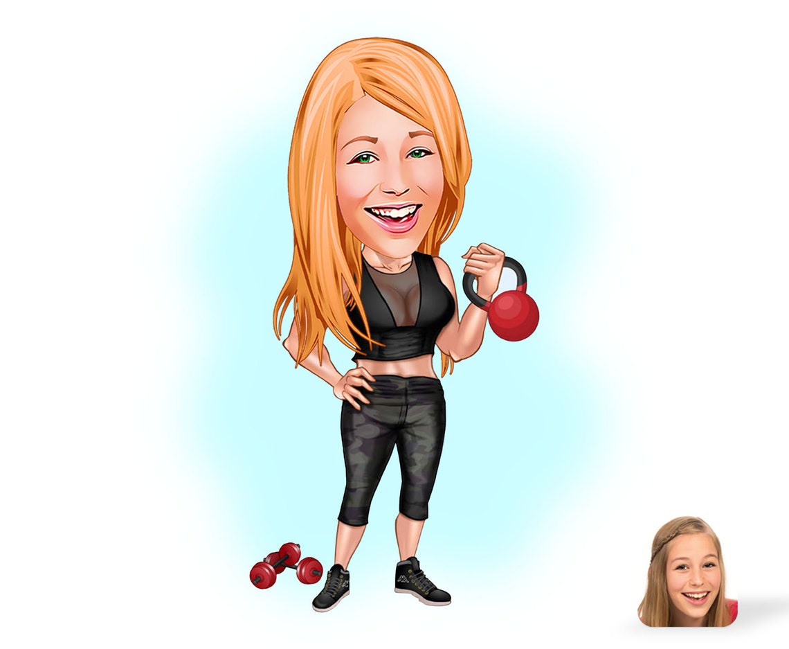 Personalized Working Out Woman Cartoon Wooden Wall Art - Etsy