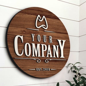 Personalized Wooden Logo Sign Wooden Round Sign Custom Wood - Etsy