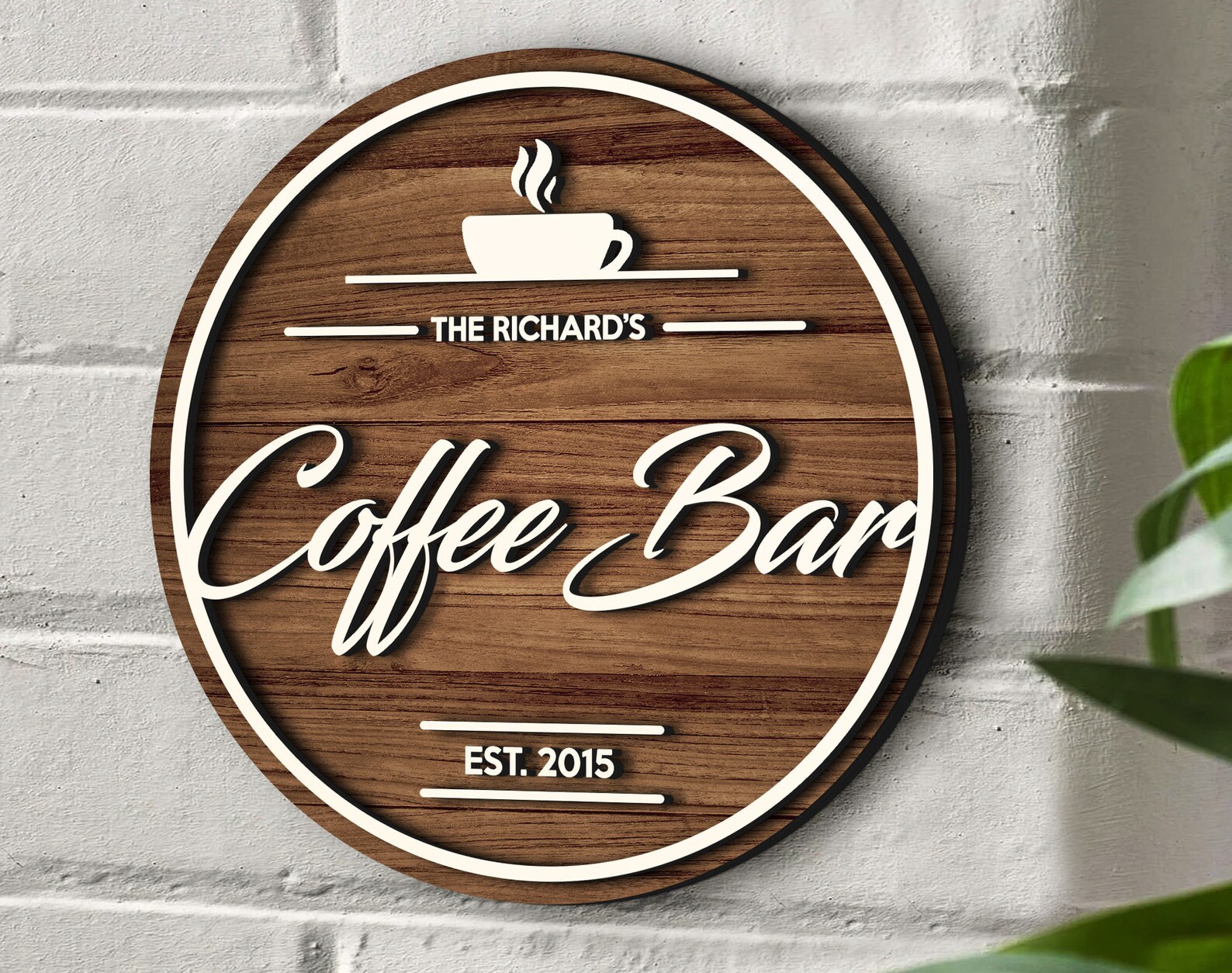 Personalized Coffee Bar Coffee Shop Sign Round Wooden Sign - Etsy