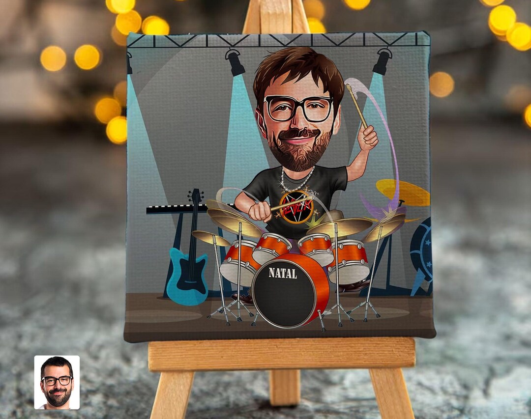 Personalized Drummer Cartoon Drawing, Custom Caricature Drawing ...