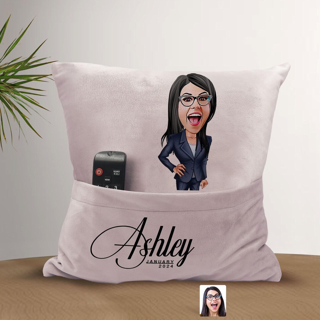 Personalized Boss Cartoon Pillow With Pockets, Custom Fluffy Pillow ...
