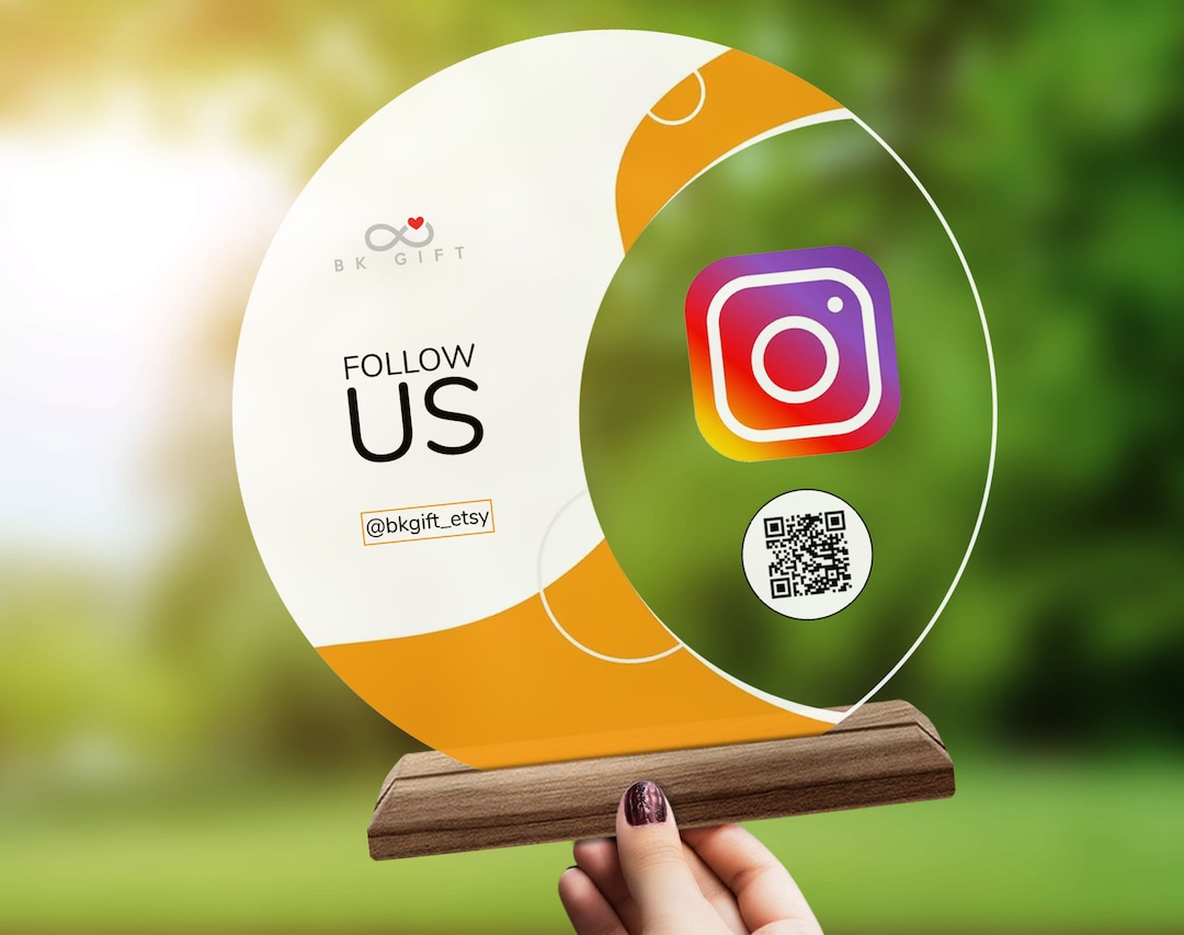 Custom Made QR Code Social Media Sign, Custom Natural Wood and Acrylic ...