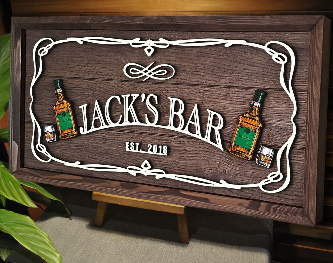 Personalized Handmade Oak Tree Bar Sign Custom Wood Bar Sign - Etsy