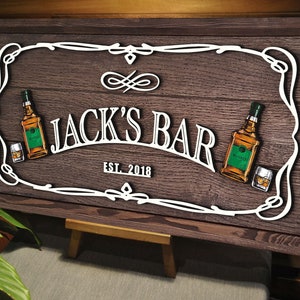 Personalized Handmade Oak Tree Bar Sign Custom Wood Bar Sign - Etsy