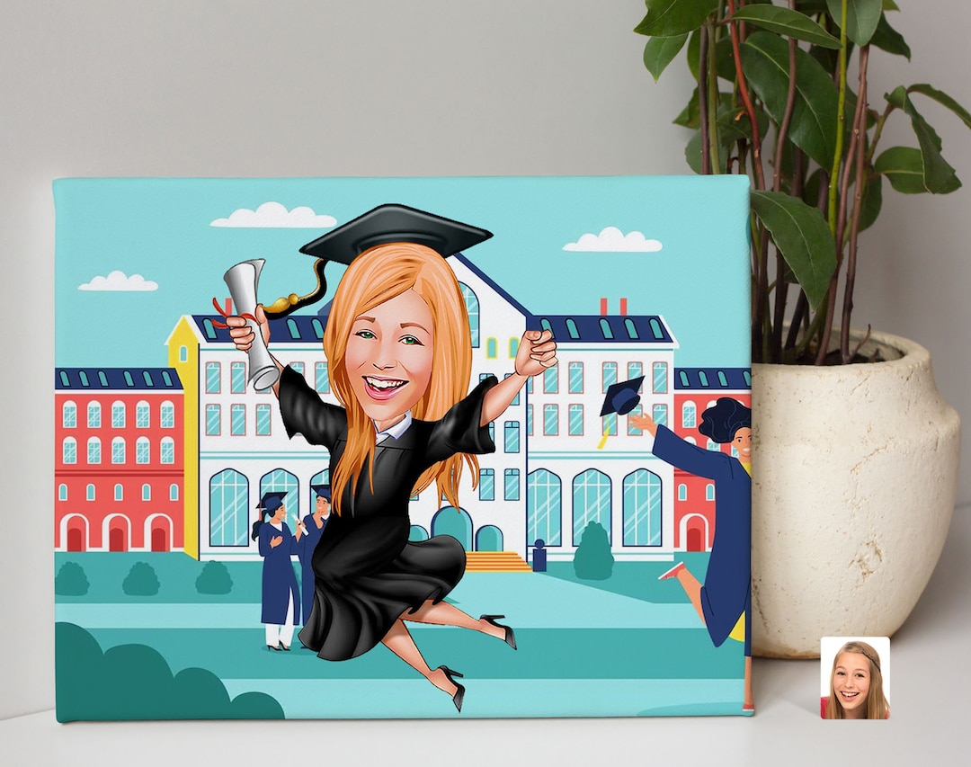 Personalized Graduation Ceremony Caricature Drawing, Cartoon From Photo ...