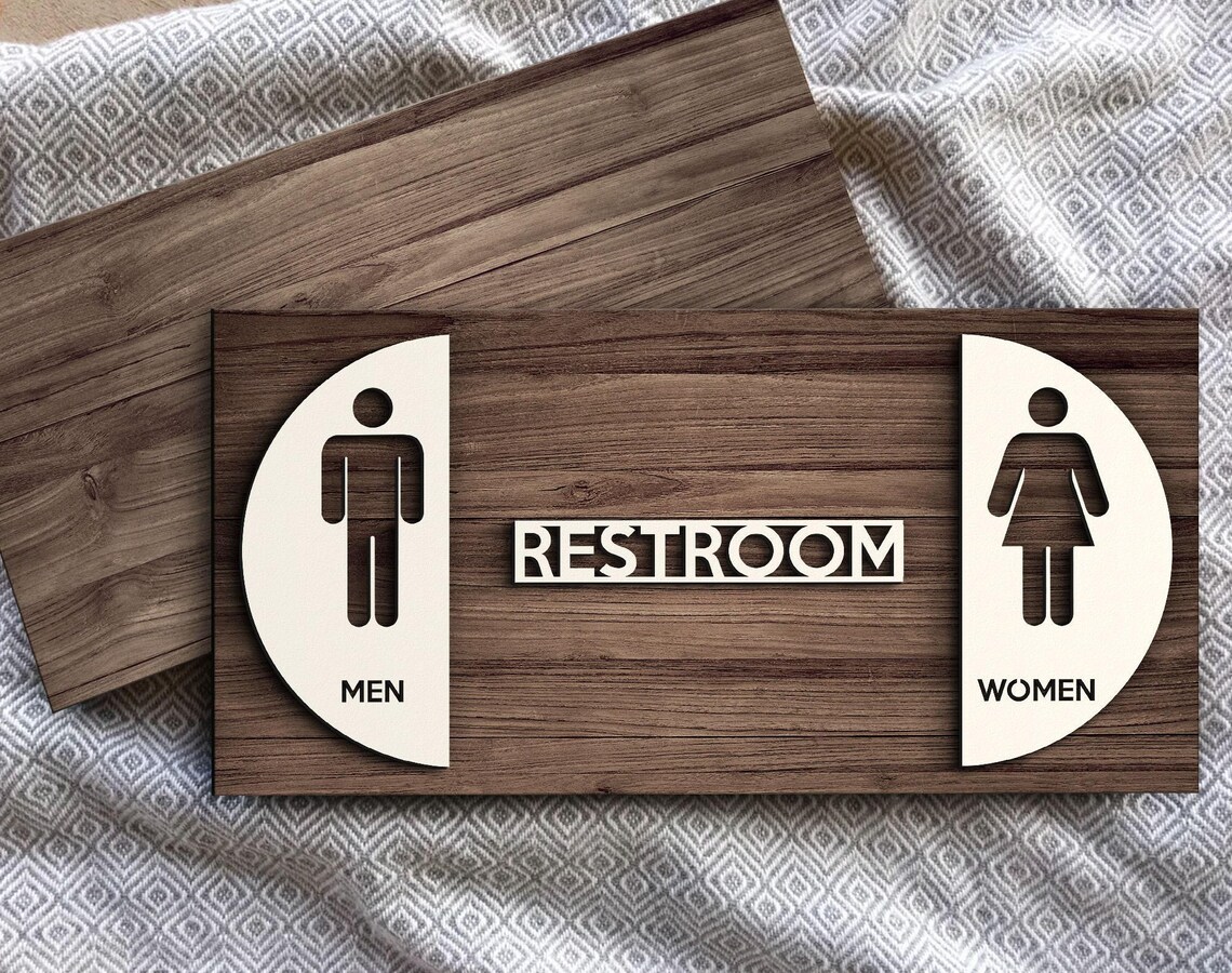 Restroom Door Sign, Men Women WC, Toilet Entrance, Restaurant Sign ...
