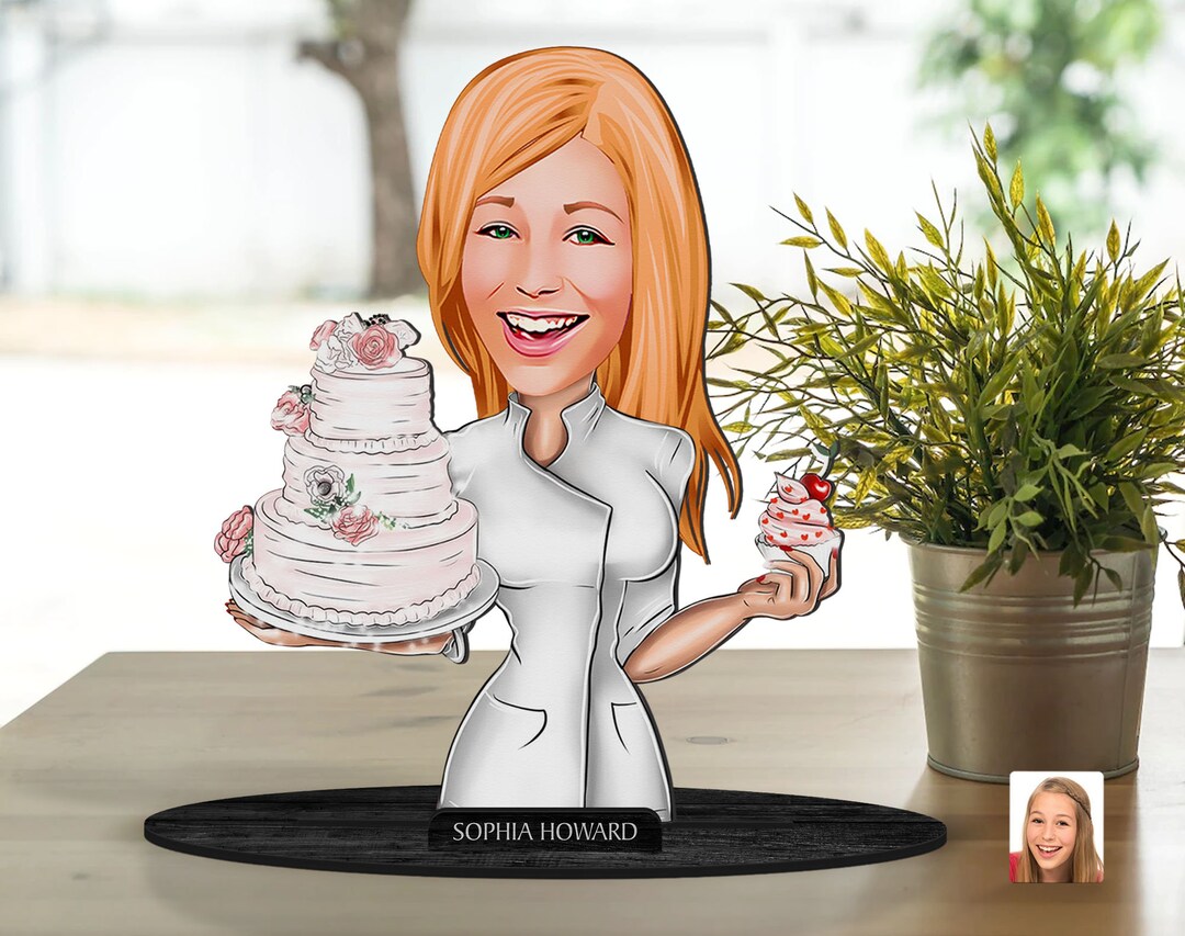 Personalized 3D Wooden Cartooned Chef Figurine Trinket, Custom Cartoon ...