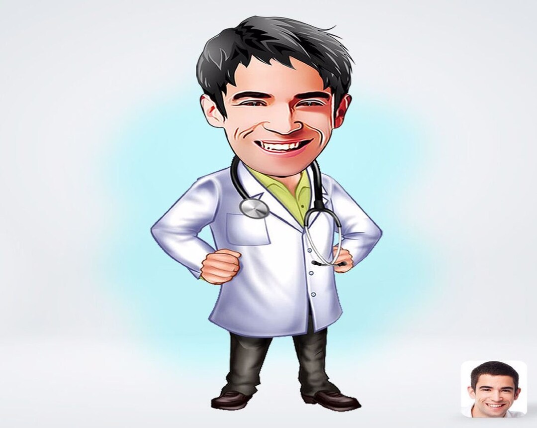 Personalized Male Doctor Drawing / Male Doctor Cartoon Drawing / Male ...