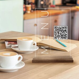 Custom Made QR Code Menu Sign, Custom Natural Wood and Acrylic ...