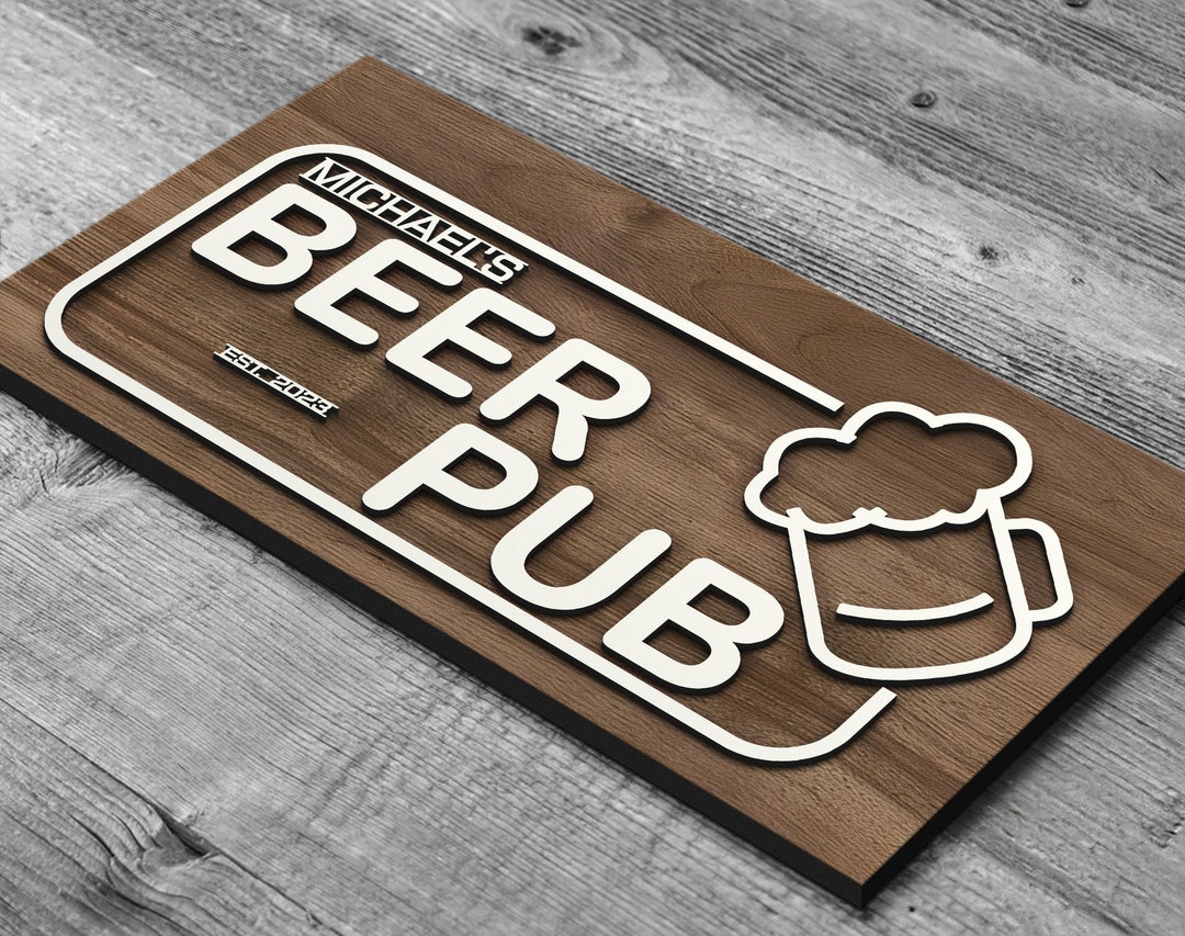 Personalized 3D Wooden Bar Sign Custom Wood Sign Man Cave - Etsy