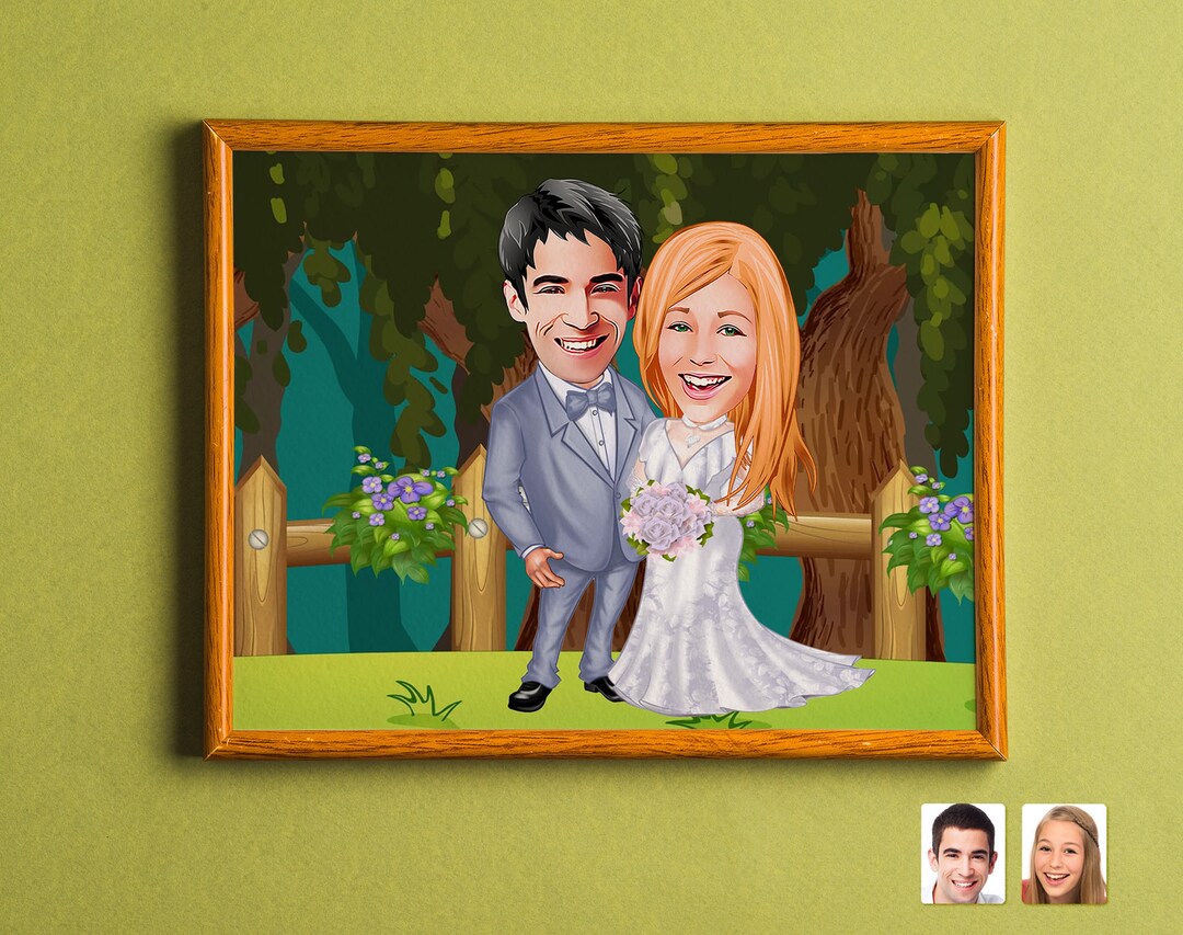 Personalized Cartoon Couple Drawing, Custom Cartoon Drawing, Cartoon ...