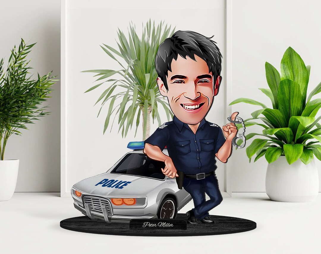 Personalized 3D Wooden Cartooned Police Officer Figurine Trinket ...