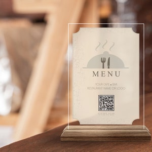 Custom Made QR Code Menu Sign, Custom Natural Wood and Acrylic ...