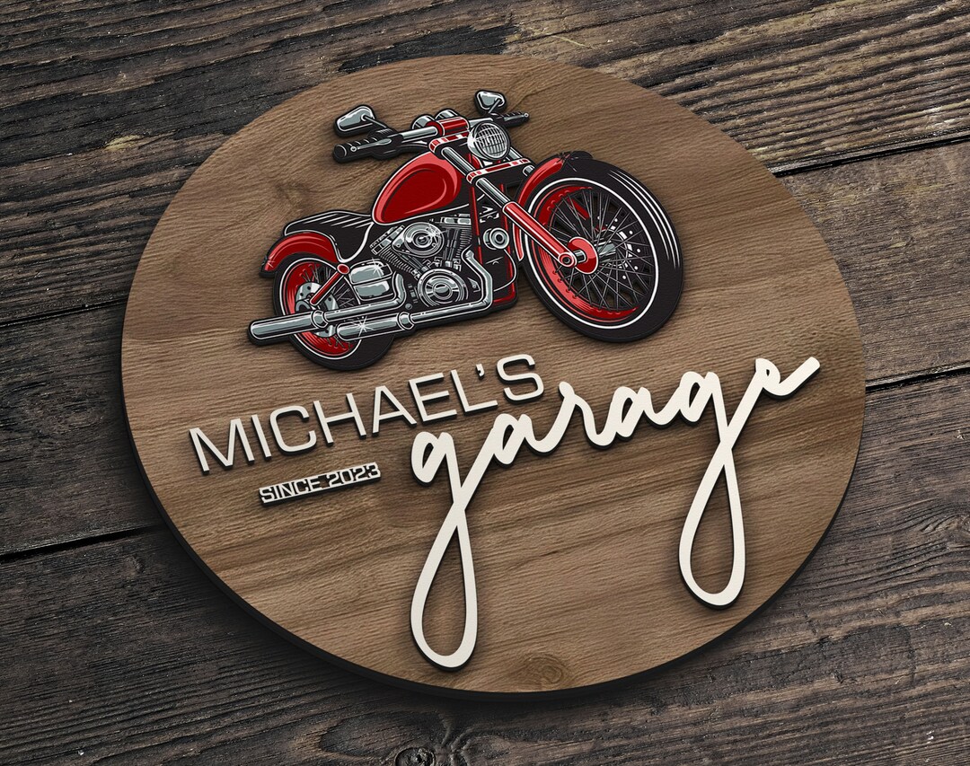 Personalized Name Garage Sign, Housewarming Gift, Custom Motorcyclist ...
