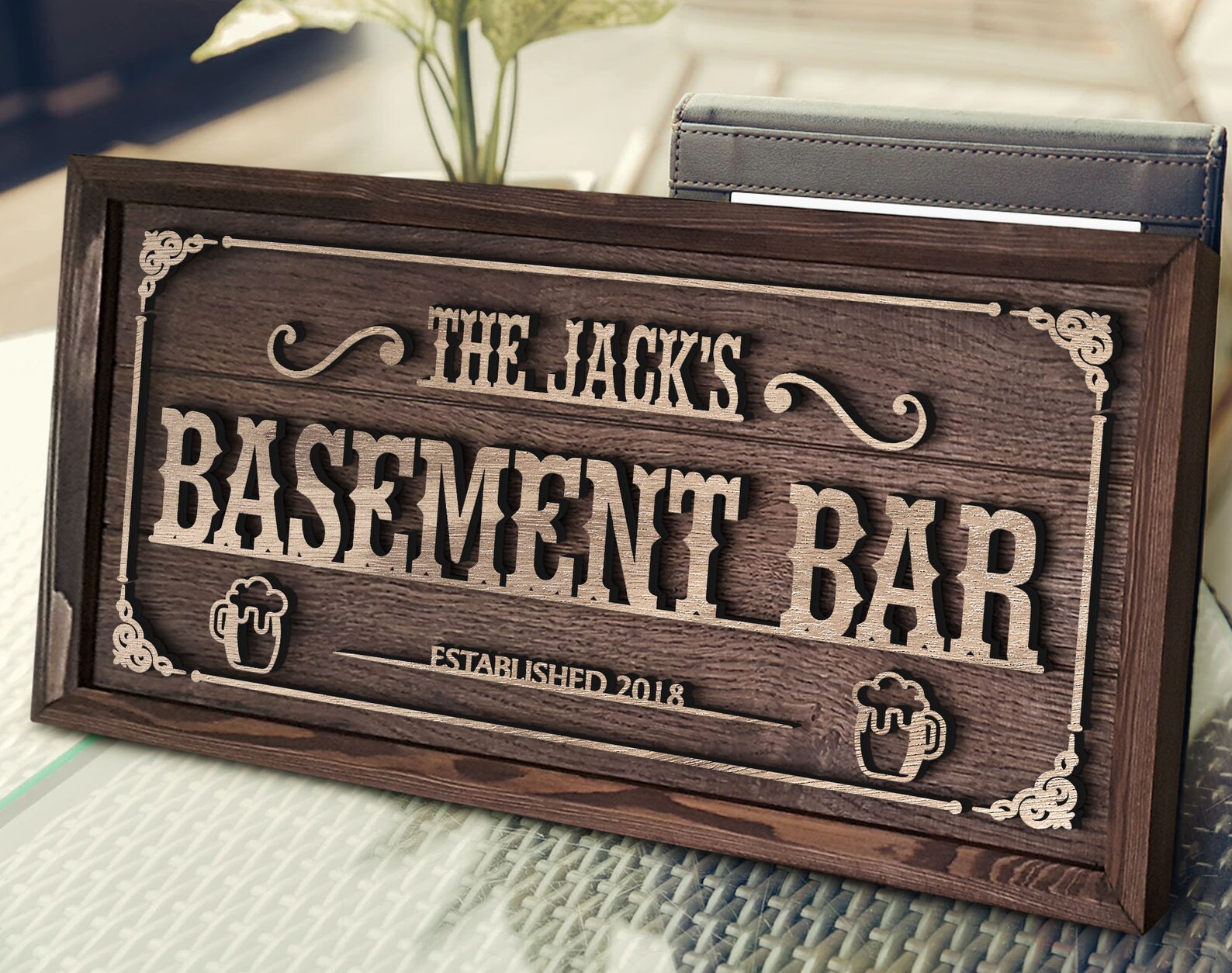 Personalized Handmade Oak Tree Bar Sign Custom Wood Bar Sign - Etsy