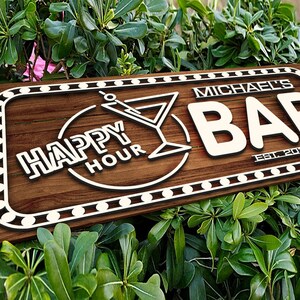 Custom Natural Wood Bar Sign, Personalized Pub Sign, Whiskey Bar Sign ...